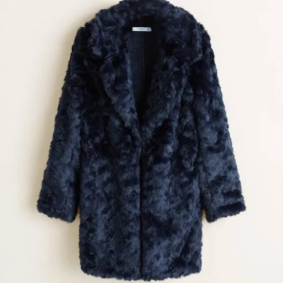 Mango | Jackets & Coats | Mango Navy Blue Faux Fur Coat Nwt | Poshmark